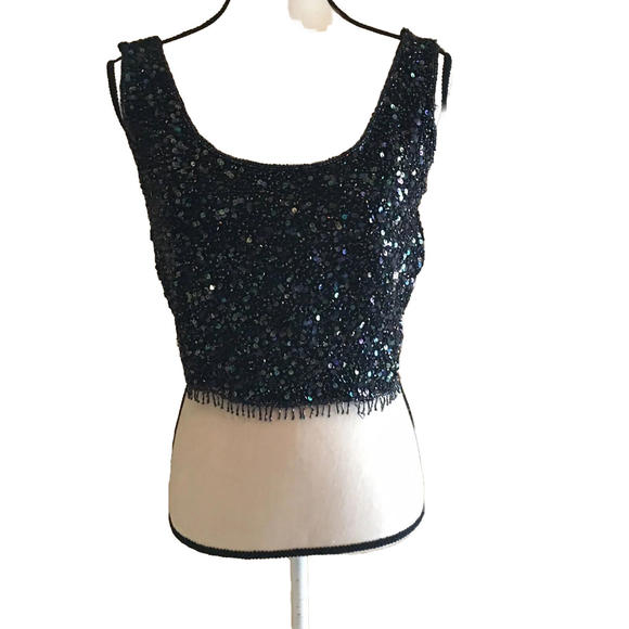 Scala | Tops | Beautiful Scala Crop Top Heavily Beaded | Poshmark